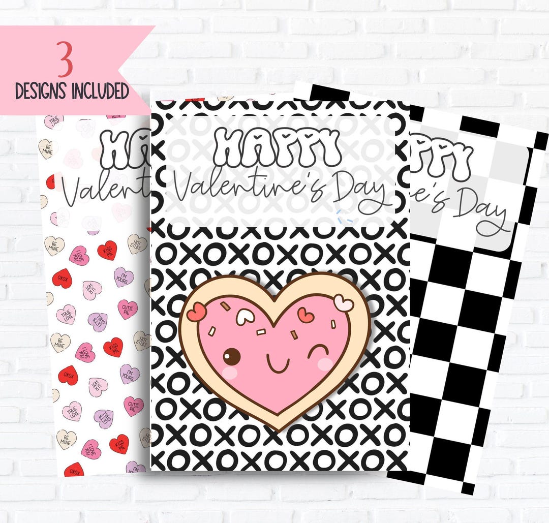Groovy Valentine's Day Printable Mini Cookie Card Set of 3 | Retro ...