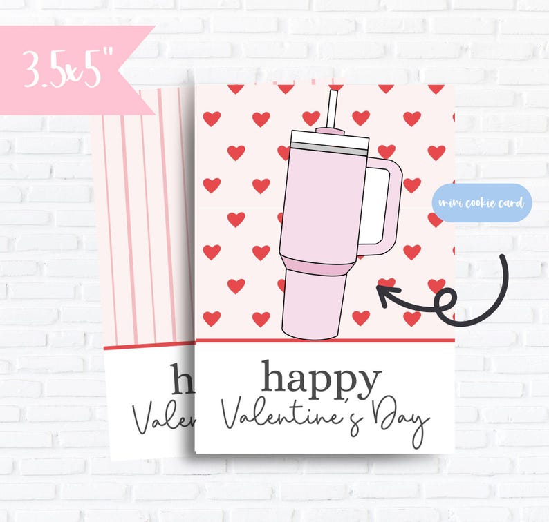 Valentine's Day Printable Mini Cookie Card Set of 3 | Cookie Valentines ...