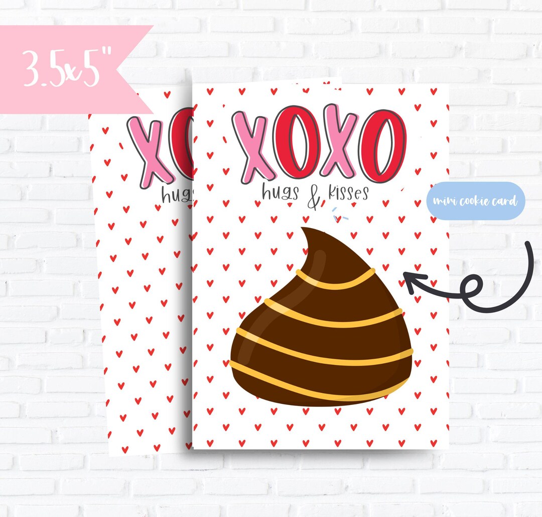 Candy Kiss Valentine's Day Printable Mini Cookie Card Set of 3 | Kisses ...