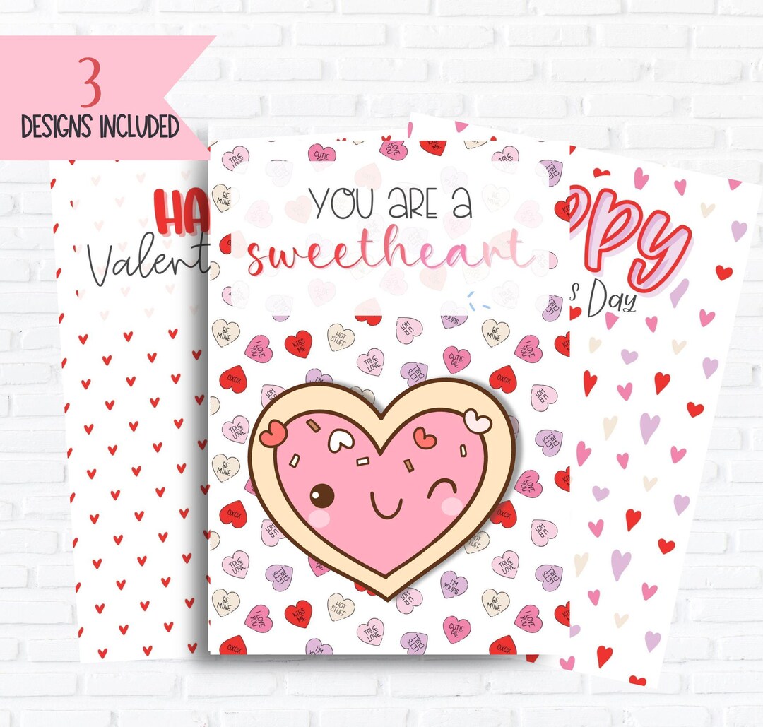 Sweetheart Valentine's Day Printable Mini Cookie Card Set of 3 | Retro ...