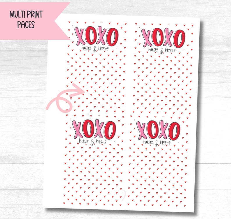 Candy Kiss Valentine's Day Printable Mini Cookie Card Set of 3 | Kisses ...