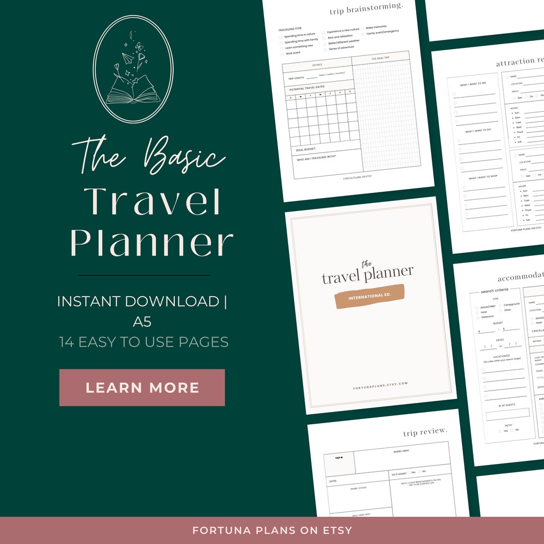 Travel Planner Printable | Travel Itinerary Template | Girl’s Trip ...
