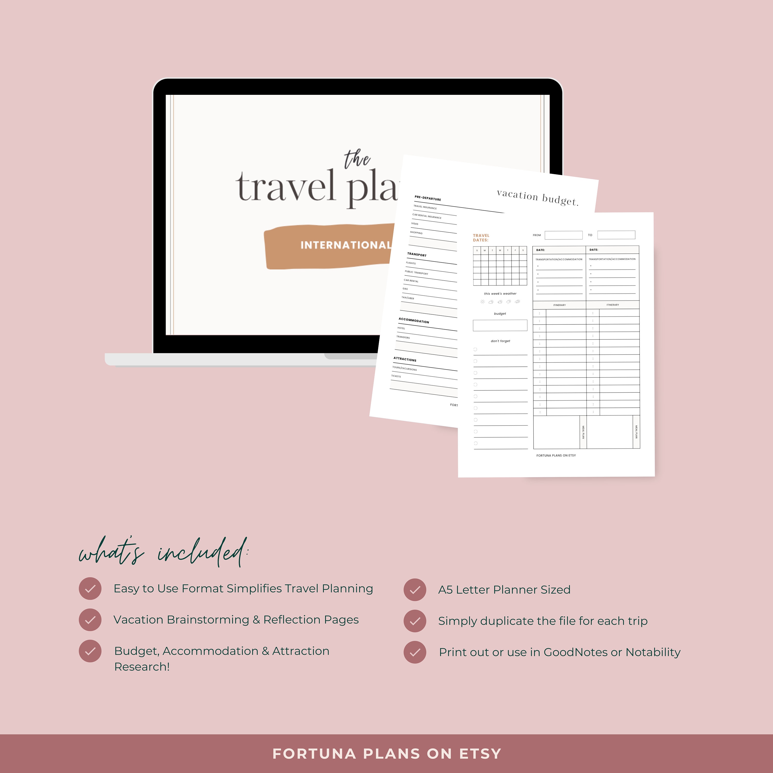 Travel Planner Printable | Travel Itinerary Template | Girl’s Trip ...