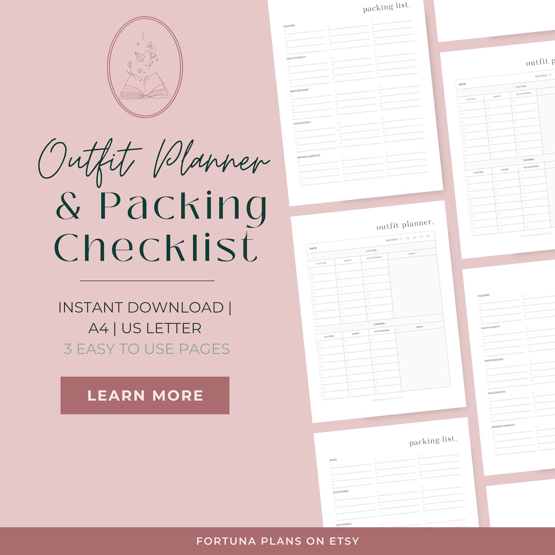 Travel Outfit Planner Printable | Daily Outfit Planner for Business ...