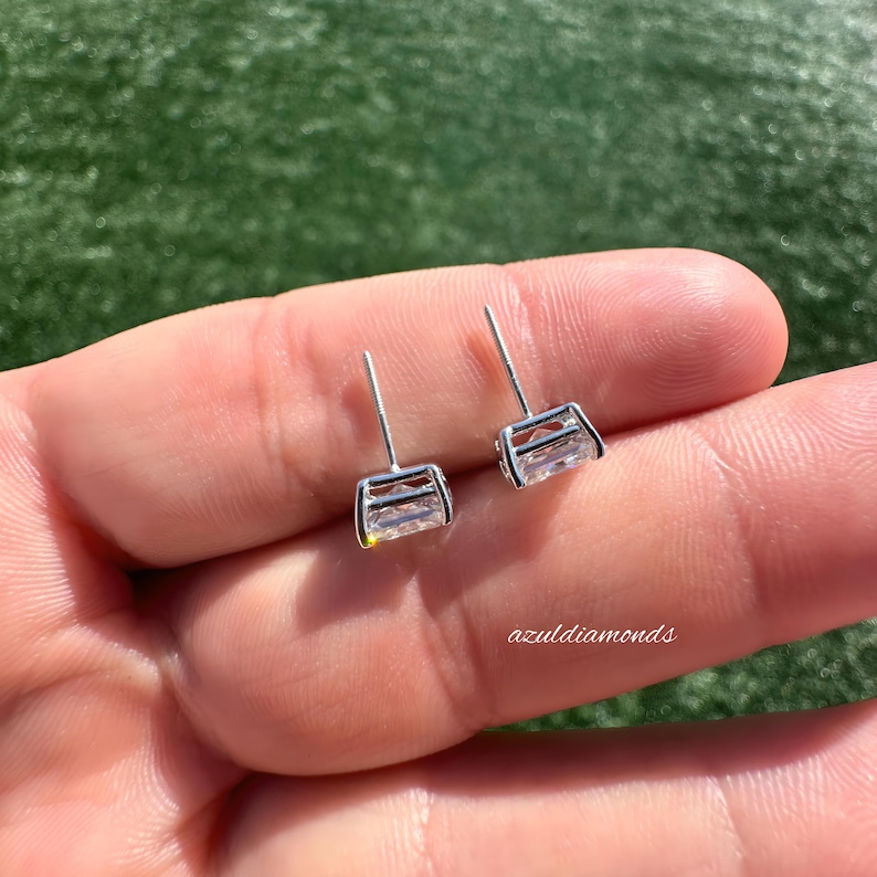 Radiant Cut Moissanite Stud Earrings Certified/ Moissanite Studs/ 14k ...