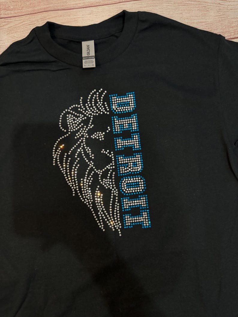 Detroit Bling Top, Lion Bling Tshirt, Lion Bling Shirt, Lion Rhinestone ...