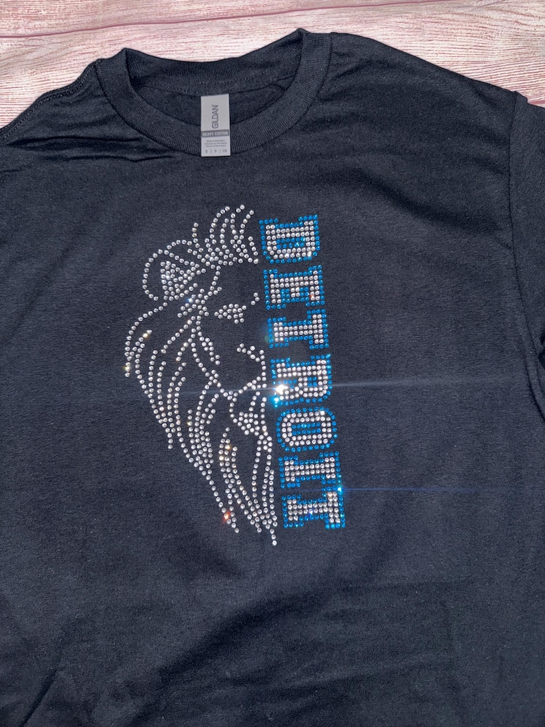 Detroit Bling Top, Lion Bling Tshirt, Lion Bling Shirt, Lion Rhinestone ...