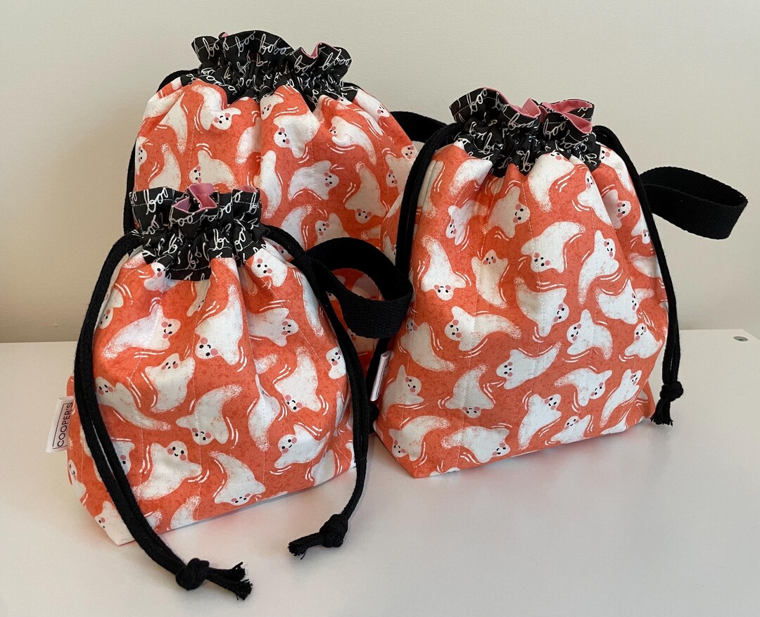 Fall Halloween Drawstring Project Bag, Quilted Bag, Small, Medium ...
