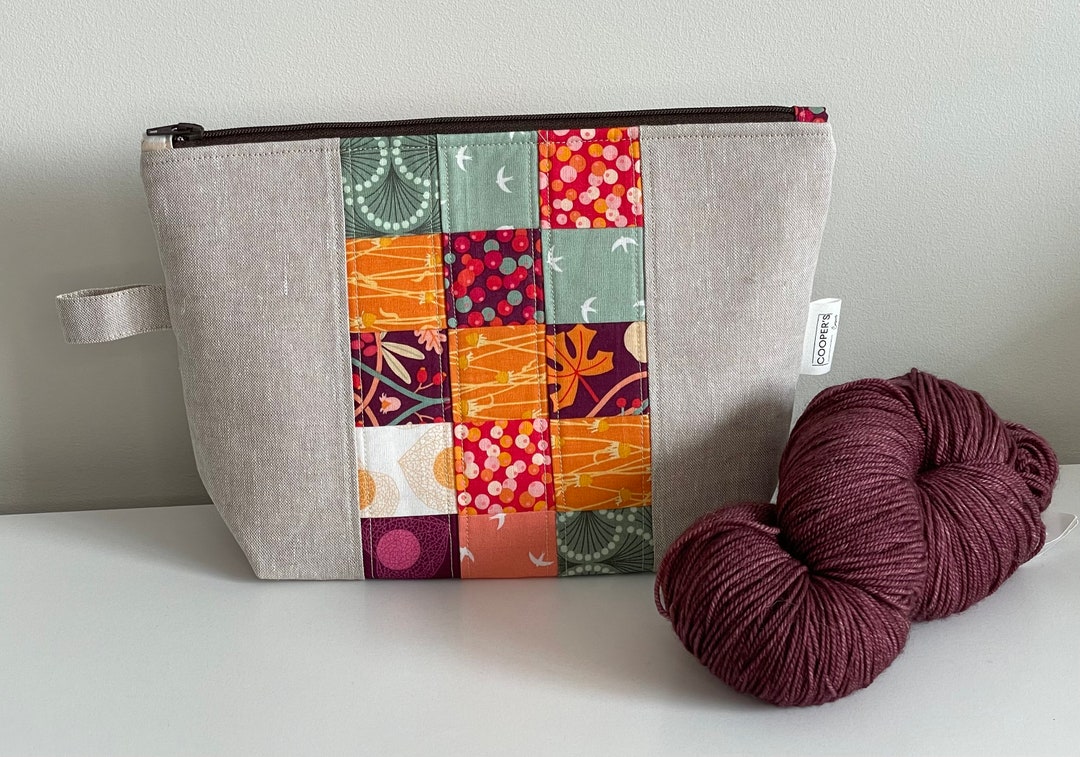 Small Knitting Project Bag, Crochet Project Bag, Quilted Bag, Zipper ...