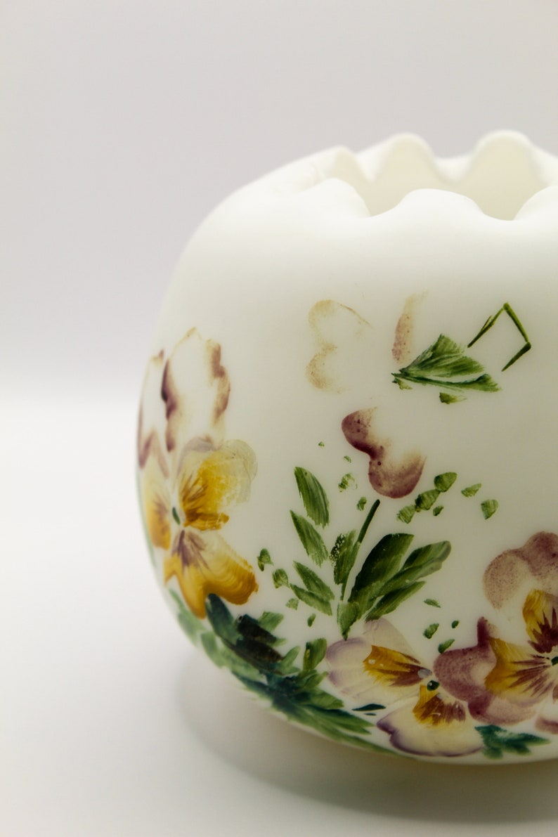 White Flower Satin Glass Rose Bowl - Etsy