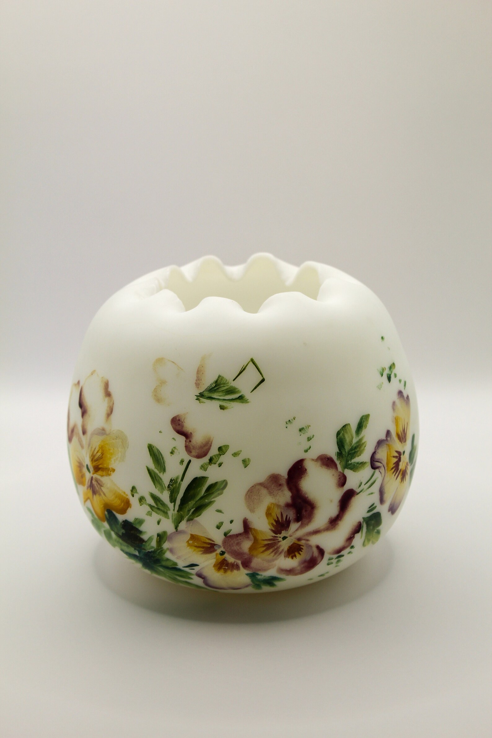 White Flower Satin Glass Rose Bowl - Etsy