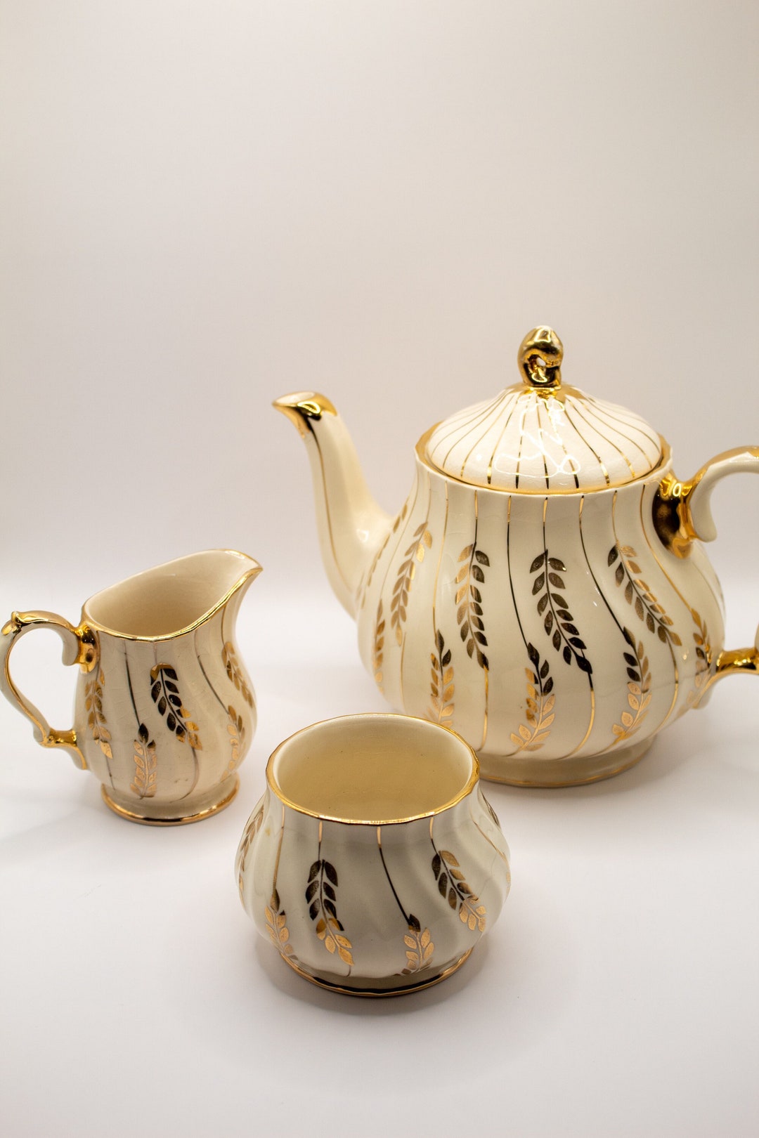 Gold Teapot, Sugar, & Cream Set - Etsy