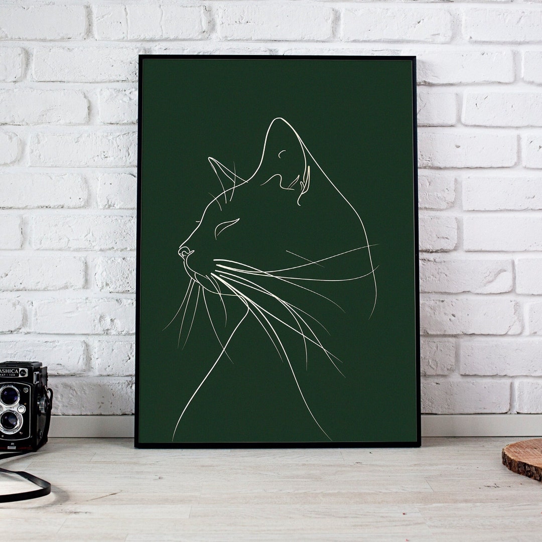 Cat Line Art Print, Minimalist Cat Poster, Minimalistic Animal Line Art ...