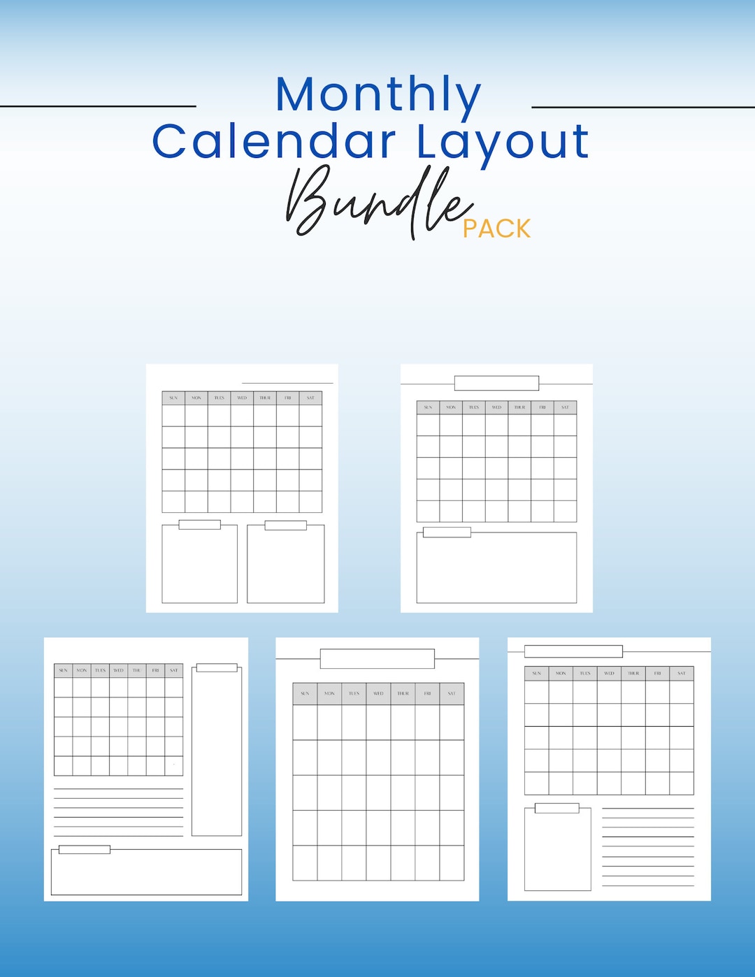 Monthly Calendar Layout - Etsy