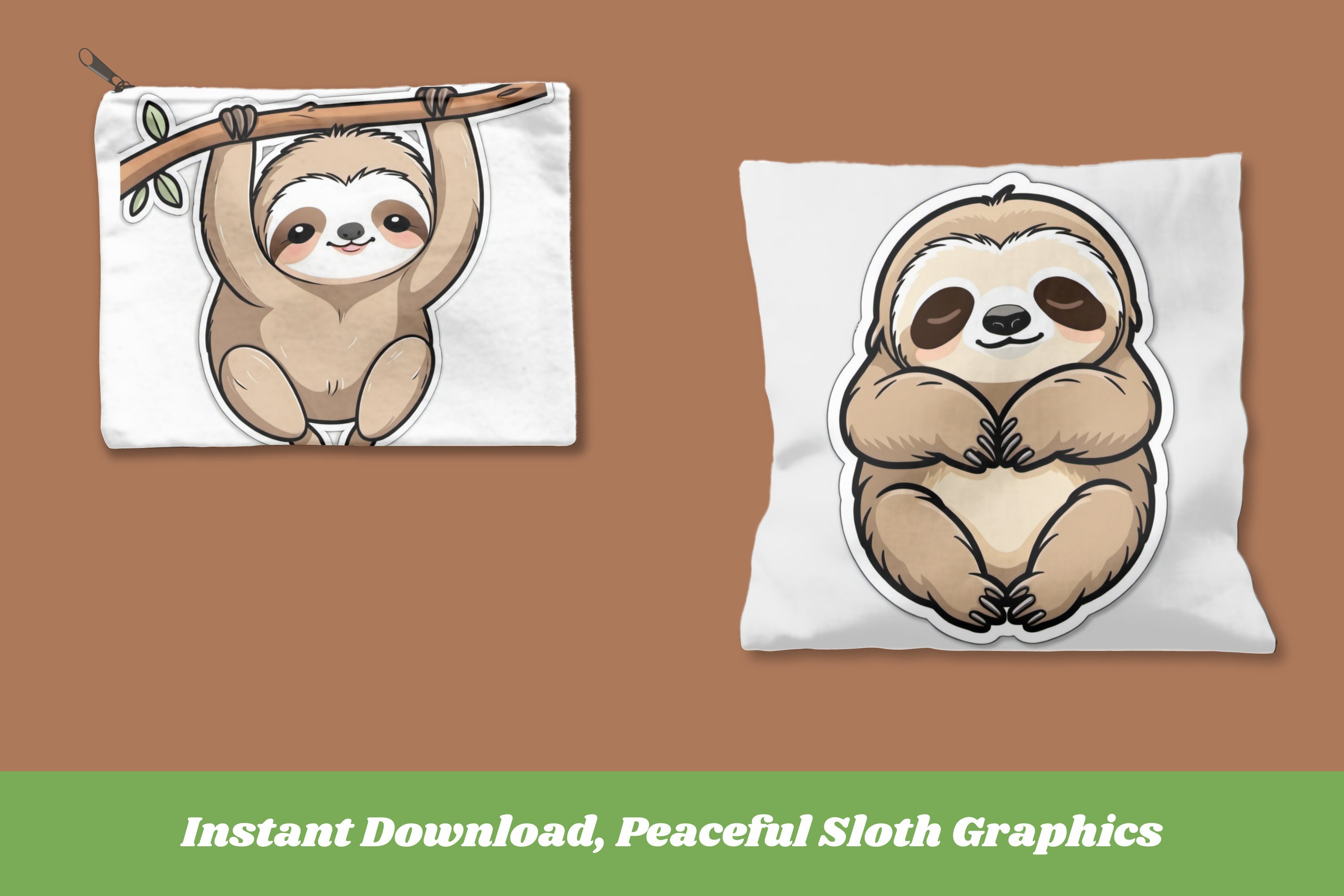 15 Cute Sloth Stickers, Lazy Day Sloth Clipart, Hang in There PNG ...