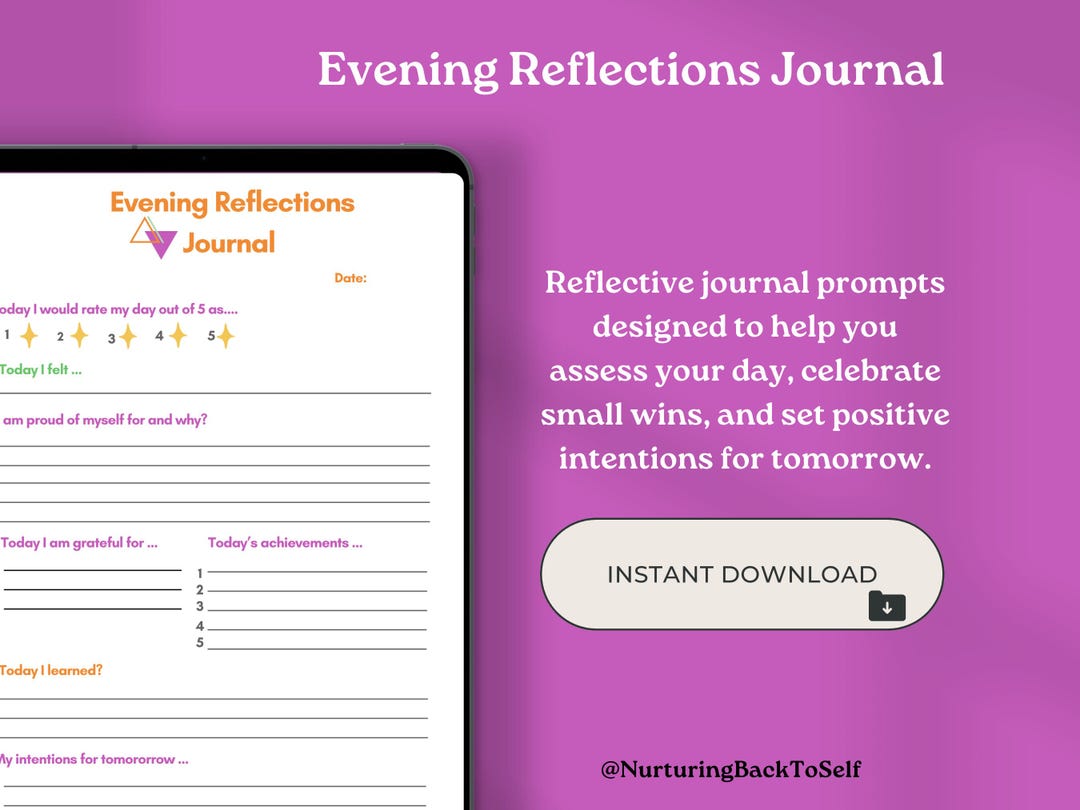 The Evening Journal Printable, Night Journal Prompts, Journaling ...