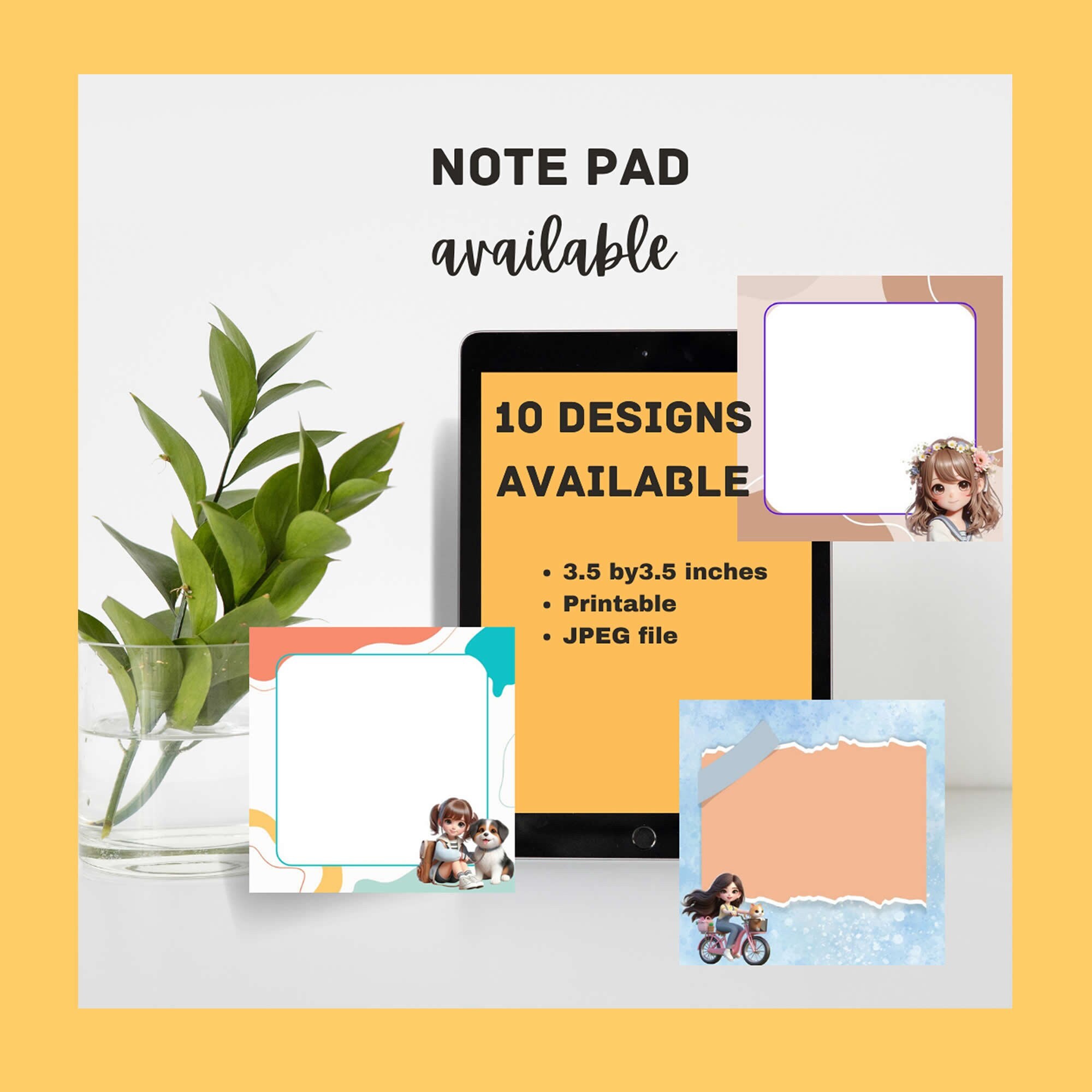 Printable Memo Pad Cute Girl Memo Pad Cute Printable Notepad Cute ...