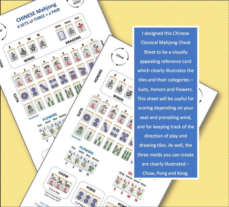 Cheat Sheet - Classical Chinese Mahjong - Etsy