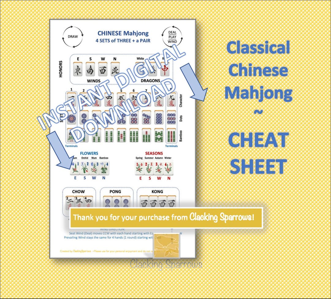 Cheat Sheet - Classical Chinese Mahjong - Etsy