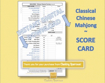 Cheat Sheet - Classical Chinese Mahjong - Etsy