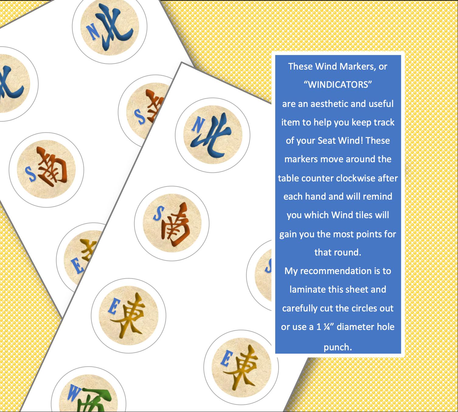 PRINTABLE Seat Wind Markers - Classical Chinese Mahjong - Etsy