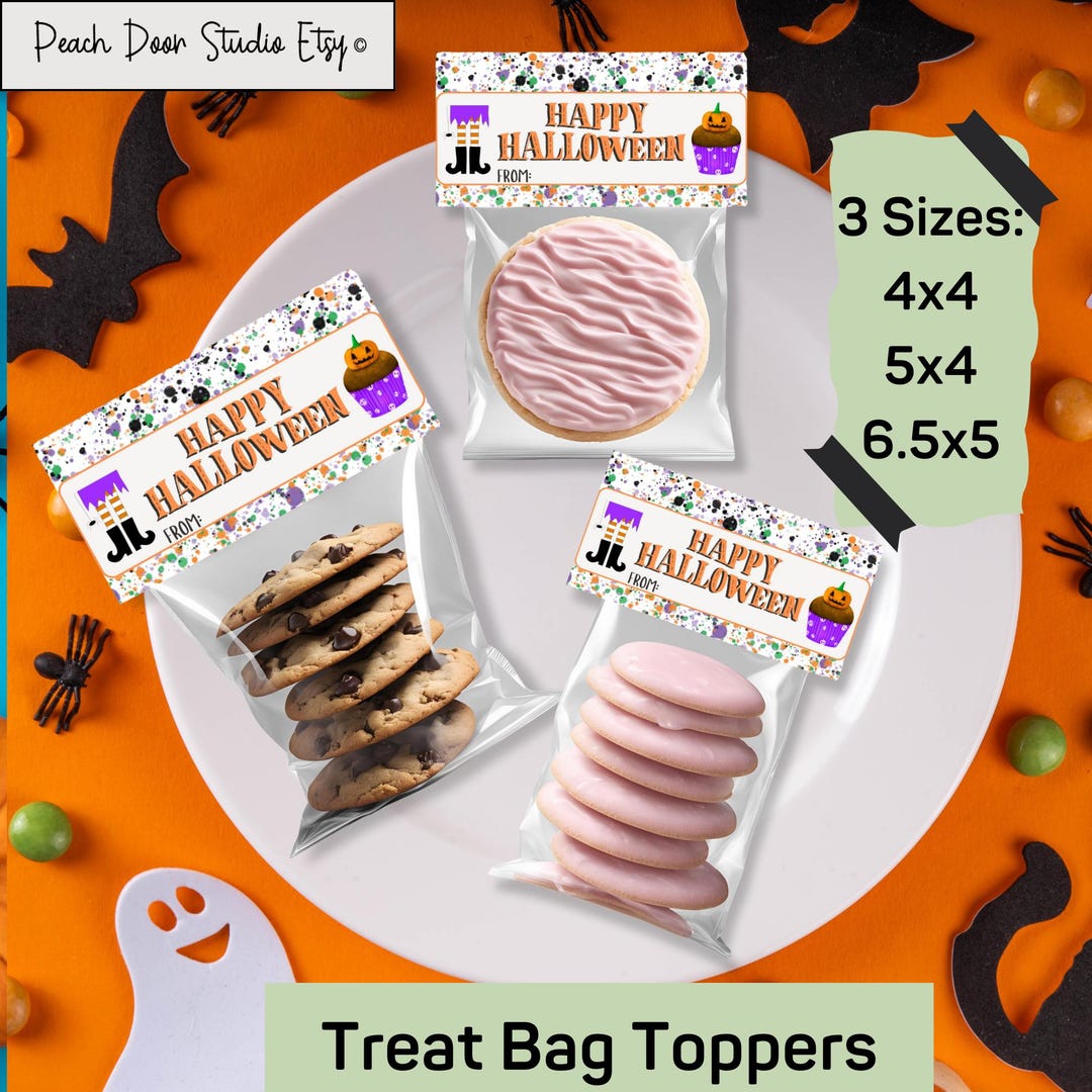 Printable Happy Halloween Witch Cupcake Splatter Paint Treat Bag ...