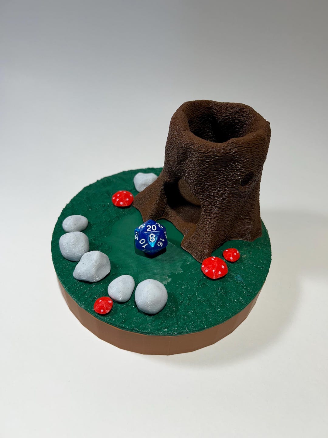 Tree Stump Dice Tower and Holder Dnd Accessory With Mushrooms & Rocks ...