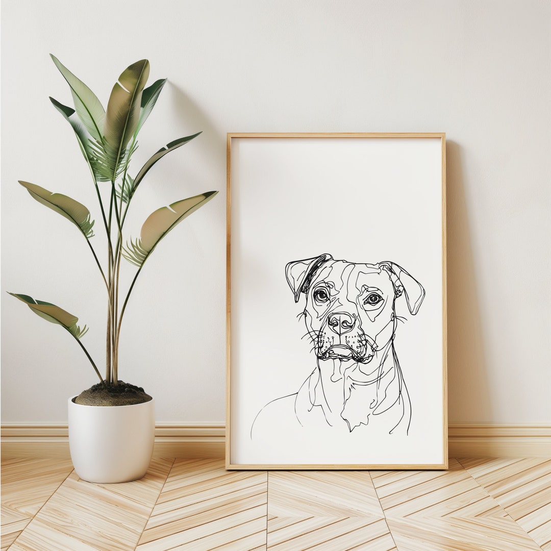 Staffy Wall Art, English Staffie Print, Staffordshire Minimal Line ...