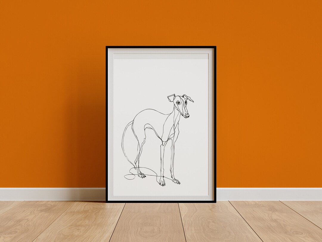Whippet Wall Art Print, Minimalist Line Drawing Poster, Ugly Badly ...