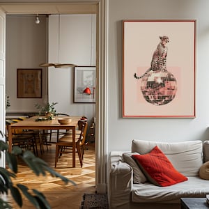 Cheetah Disco Ball Poster,disco 70s Print,funky Retro Cheetah Wall Art ...