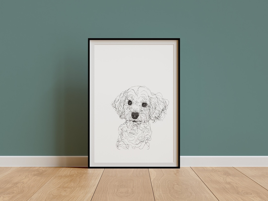 Cavoodle Wall Art, Cavapoo Print, Minimalist Line Drawing Poster, Ugly ...