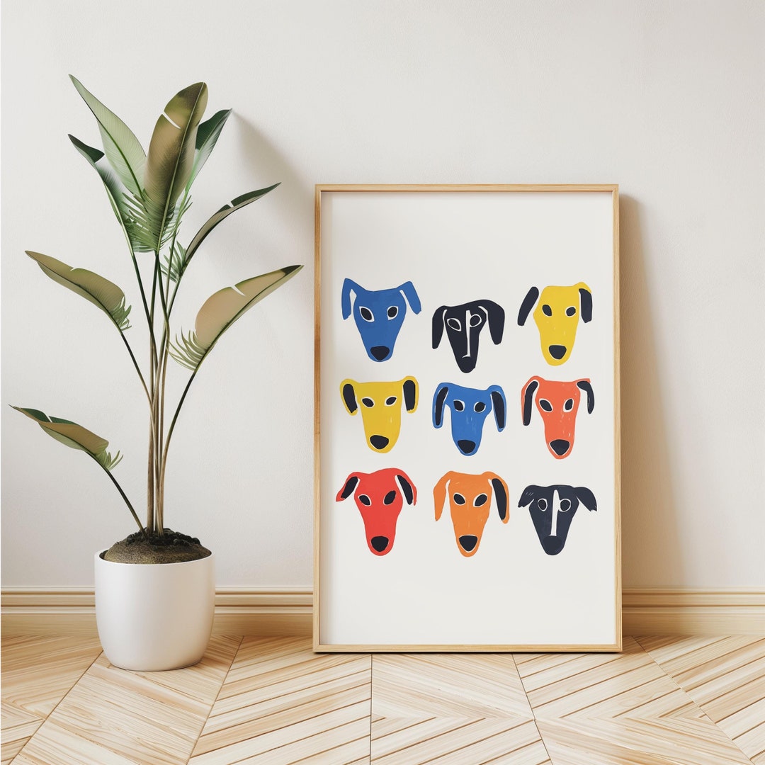 Retro Dogs Wall Art, Abstract Dogs Print, Matisse Bold Line Drawing ...