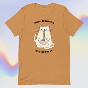 Funny Cat Meme T Shirt, More Spaghetti Less Regretti Shirt, Graphic Tee ...