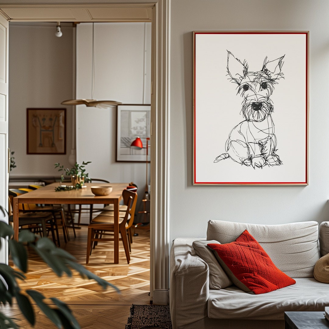 Scottish Terrier Wall Art, Scottie Poster Print, Minimal Line Drawing ...