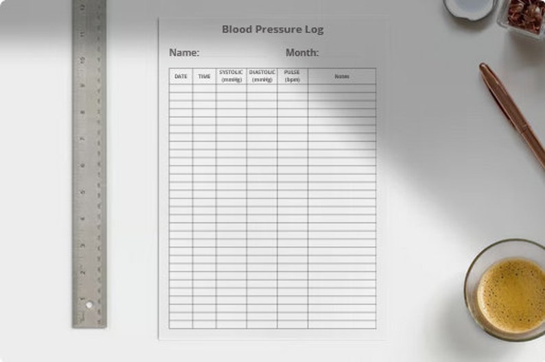 Blood Pressure Log Printable, Blood Pressure Tracker Template ...