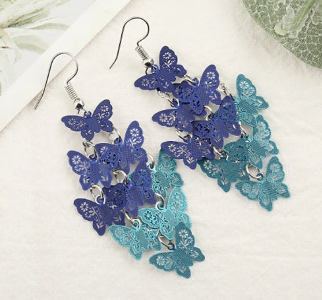 Many Butterflies Earrings Mix Color Bohemia Style Long Dangle Hook ...