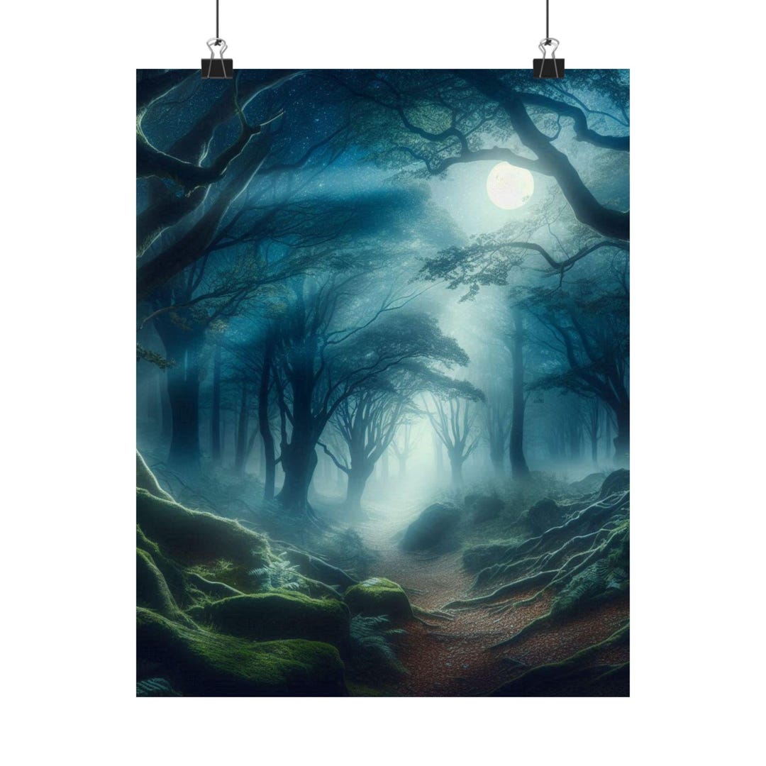 Misty Moon Trail- Matte Vertical Posters / Bold Colors / Unique Designs ...