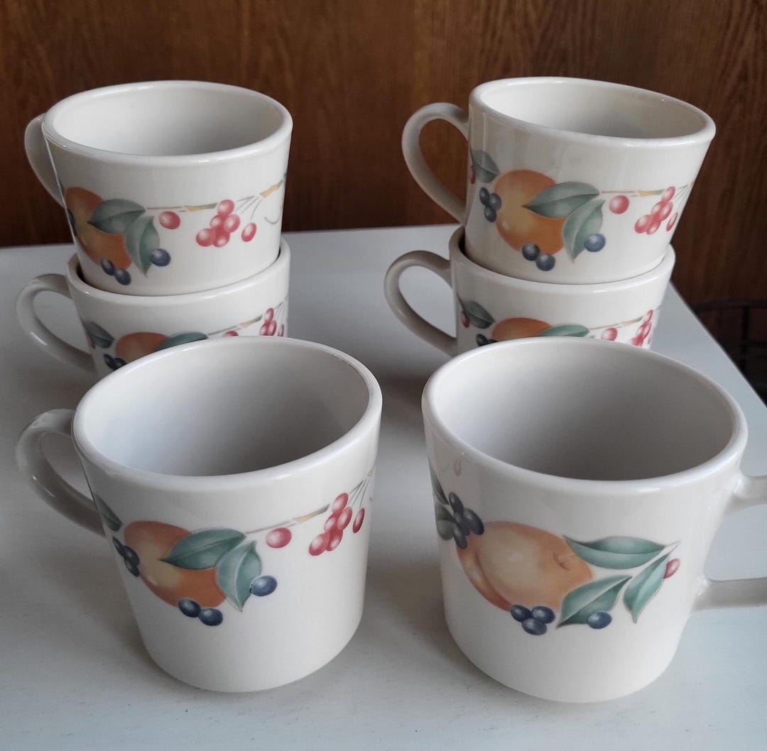 Vintage 1990's Corelle Abundance Fruit Dinner Plate, Salad, Coffee Cup ...