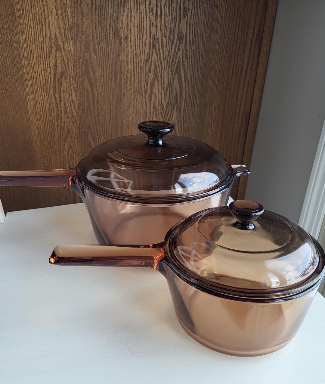 Vintage Vision Amber Corning Glass Cookware, 1980s, 1L Saucepan With ...