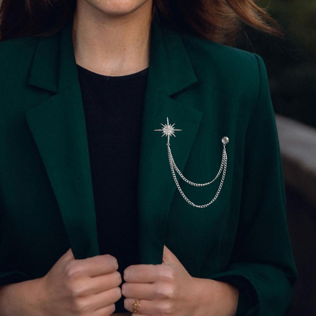 2025 Trendy Elegant Rhinestone Star Brooch Pin, Designer Brooch for ...