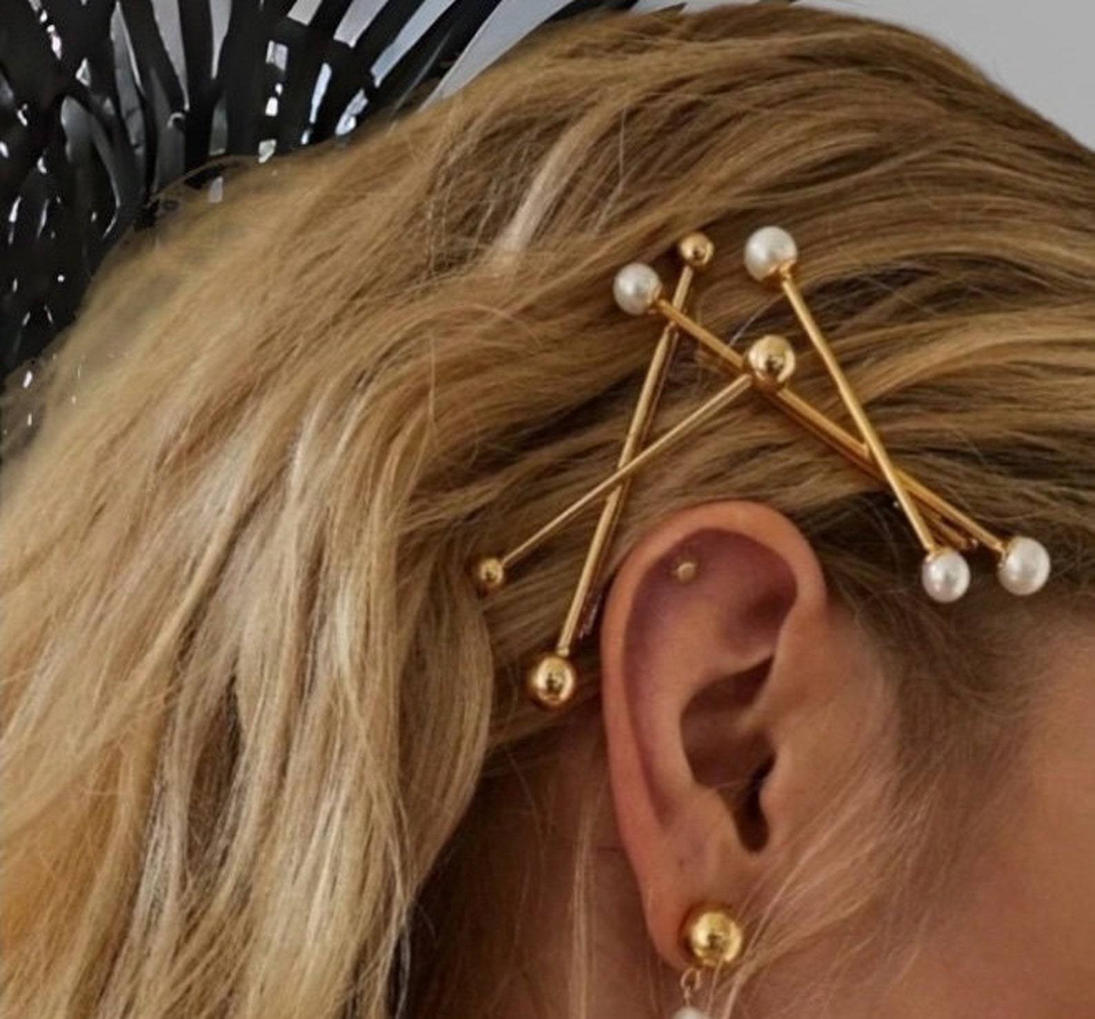 2026 Trendy Pearl Cross Bobby Pins, Freshwater Baroque Pearl Hair Clip ...