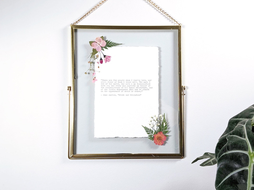 Custom Typewriter Poetry Print With Pressed Flowers on Hanging Frame - Etsy