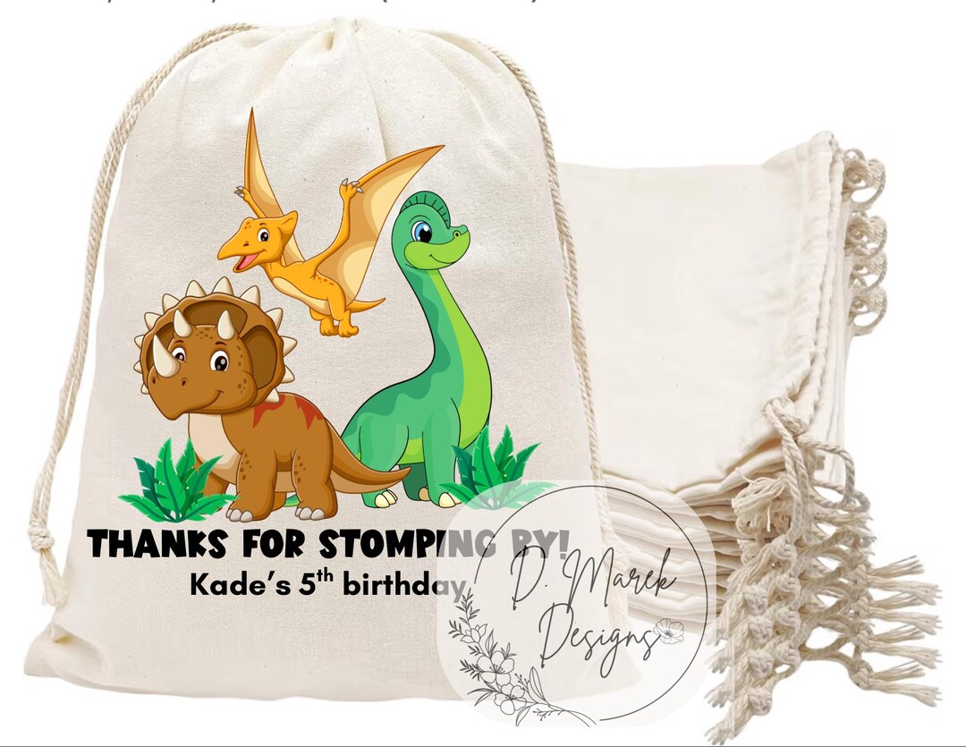 Personalized Dinosaur Party Favor Bags – Custom Kids Birthday Goodie ...