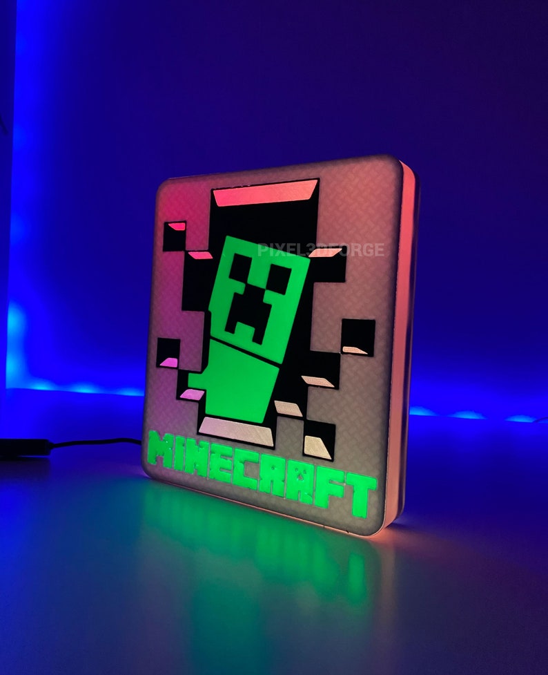 Minecraft RGB LED Lamp, Creeper Light Box - Etsy