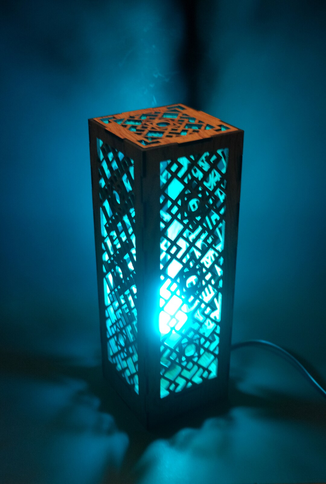 Kaleidoscope Radiance Table Lamp: Laser Cut Wood Accent Light - Etsy