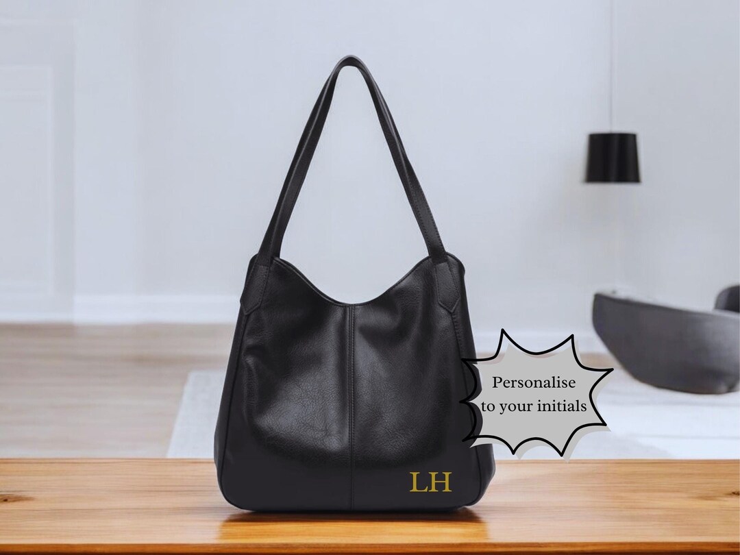 Personalised Leather Shoulder Bag, Custom Leather Handbag, Monogrammed ...