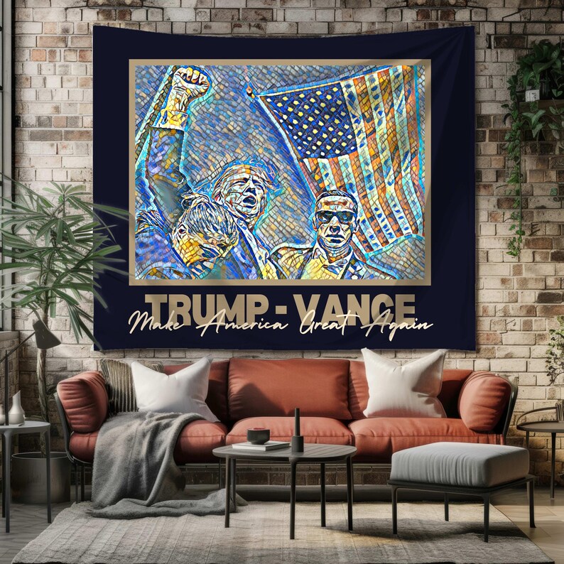 Trump 2024 Fight Indoor Wall Tapestry, Make America Great Again Take ...