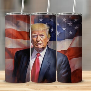 Patriotic Trump Supporter Tumbler, American Flag Themed Insulated ...