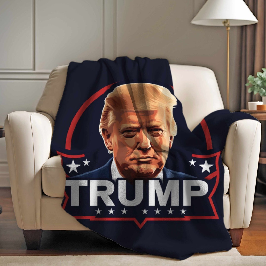 Donald Trump Patriotic Plush Velveteen Blanket, American Flag Inspired ...