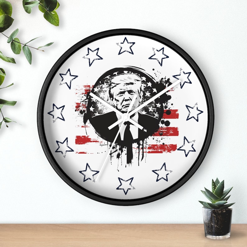 Trump Wall Clock, American Flag Wall Clock, Presidential Clock, Trump ...